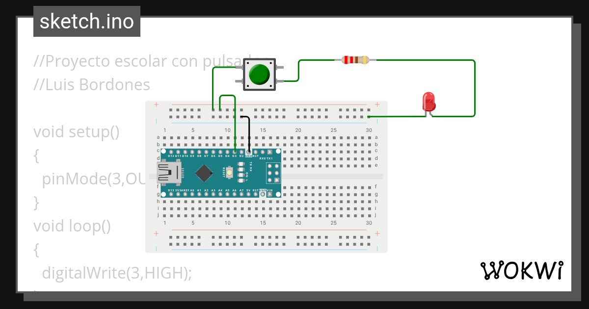 Proyecto con pulsor - Wokwi ESP32, STM32, Arduino Simulator Proyecto con pulsor - Wokwi ESP32, STM32, Arduino Simulator