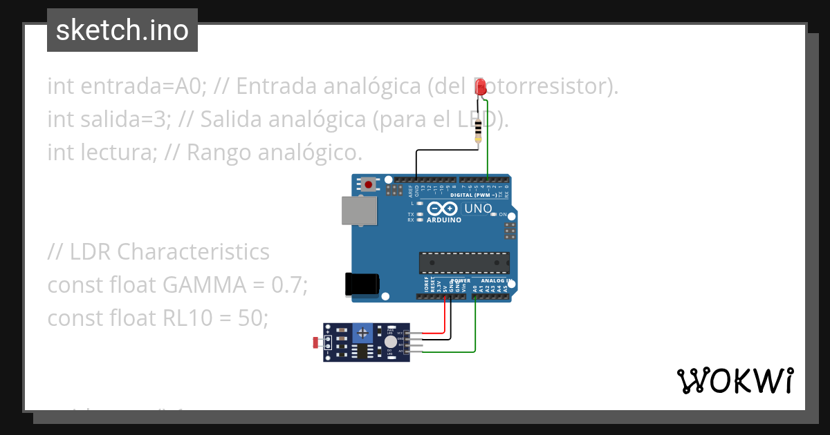 LED-Fotocelula - Wokwi ESP32, STM32, Arduino Simulator
