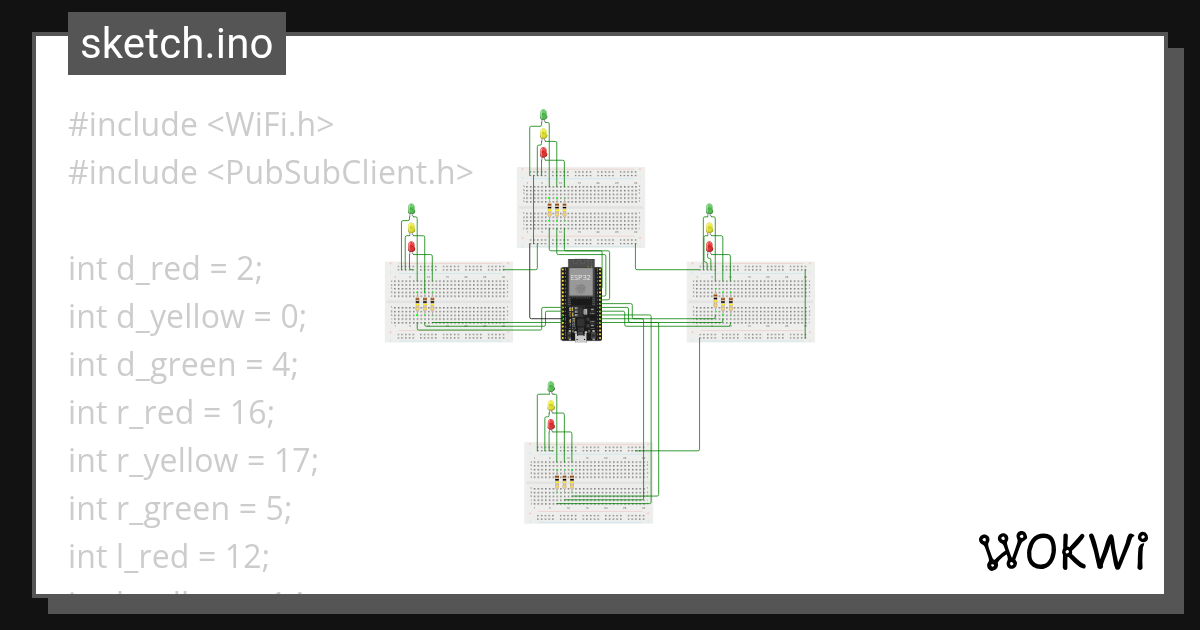traffic light project - Wokwi ESP32, STM32, Arduino Simulator