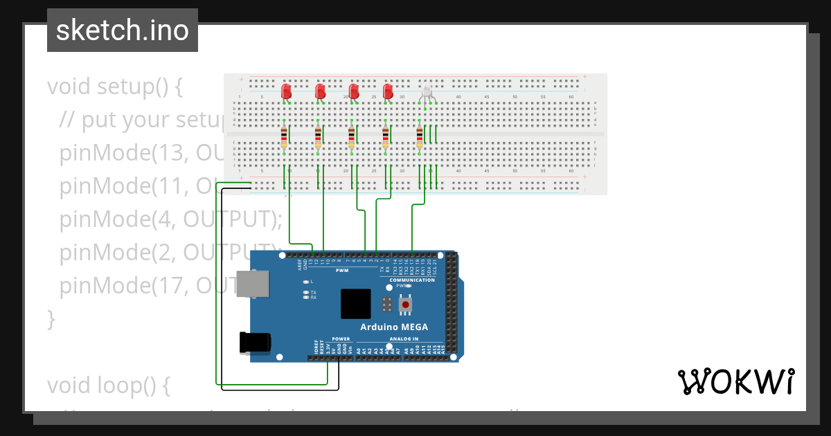 LED lights - Wokwi ESP32, STM32, Arduino Simulator