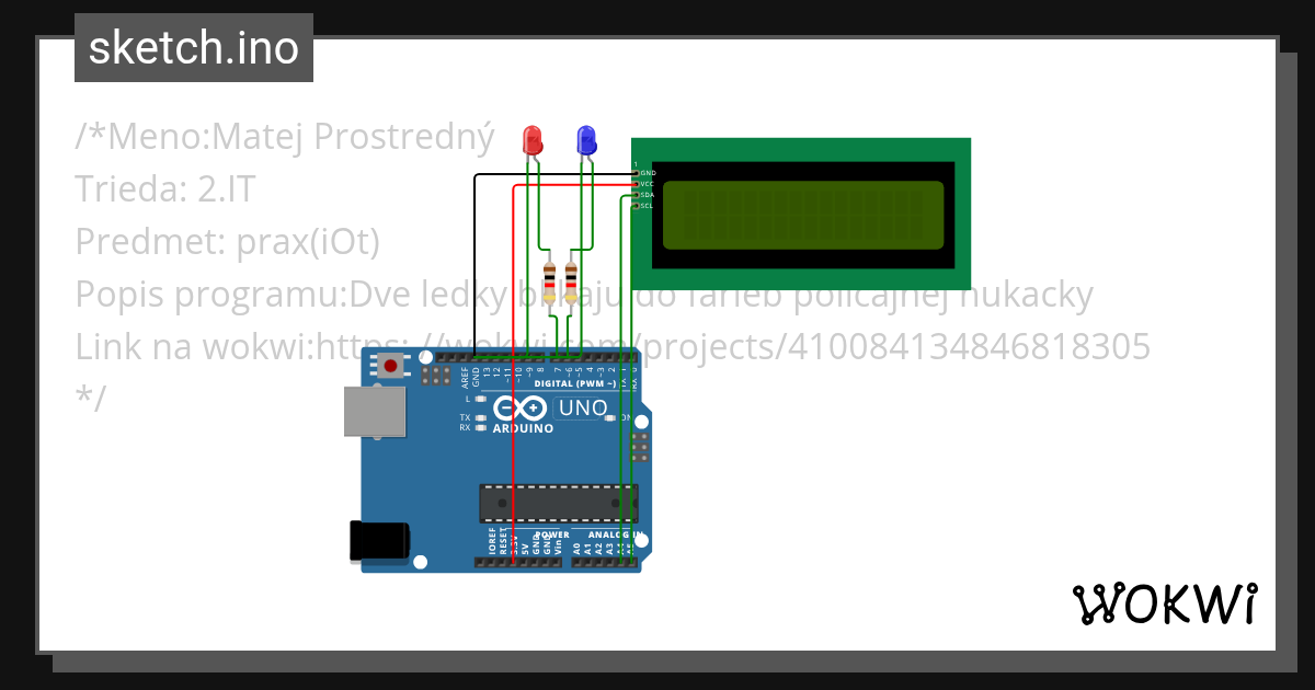 CW37-3, LCD s hlavickou - Wokwi ESP32, STM32, Arduino Simulator