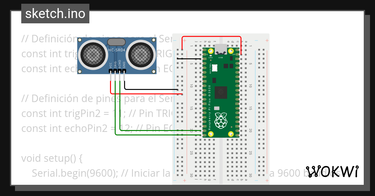 Sensor Ultrasonido - Wokwi ESP32, STM32, Arduino Simulator
