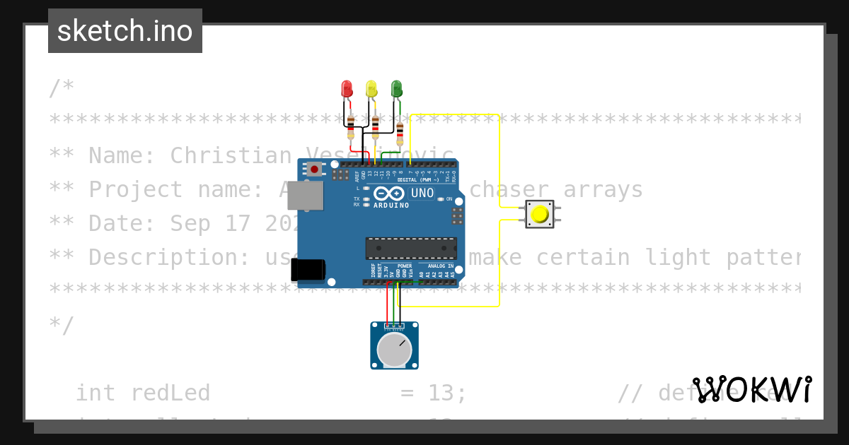 Arduino Light Chaser Potentiometer Wokwi Esp32 Stm32 Arduino Simulator