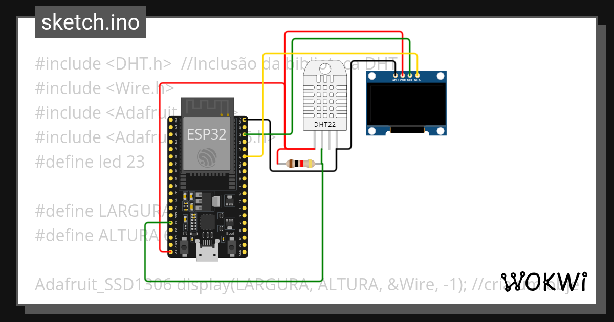 Dht22 Leitura Do Sensor De Humidade Com Display Oled Wokwi Esp32