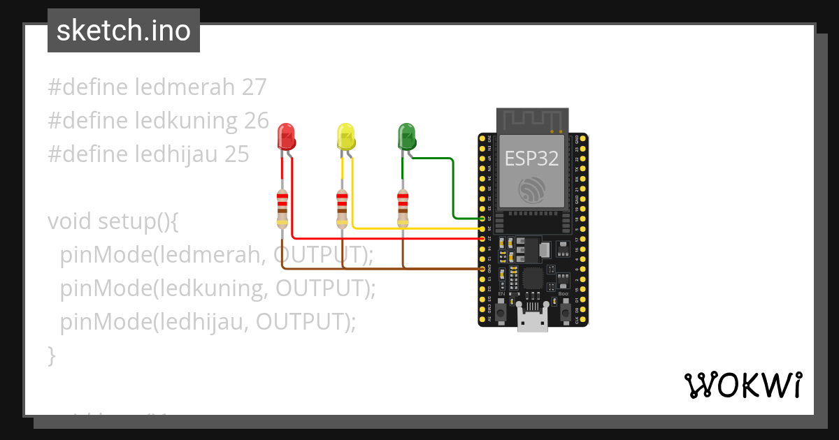 Traffic Light Wokwi Esp32 Stm32 Arduino Simulator 
