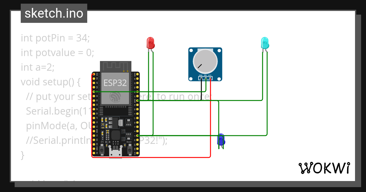 Experiment 1 Potential Meter - Wokwi ESP32, STM32, Arduino Simulator