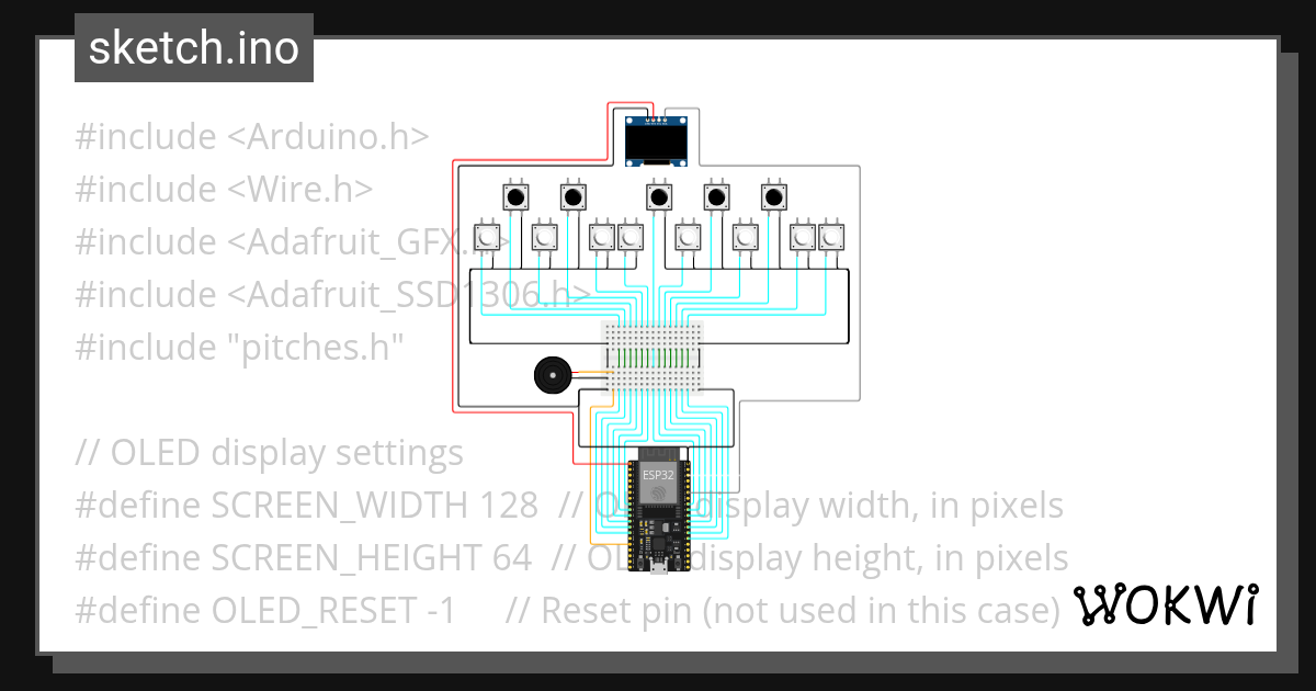 ESP32 4th Octave Piano with # and natural keys - Wokwi ESP32, STM32, Arduino Simulator
