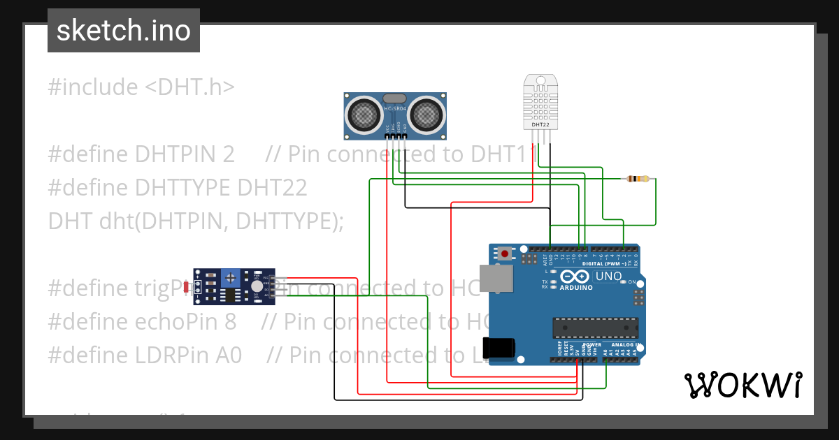 US,DHT,LDR - Wokwi ESP32, STM32, Arduino Simulator