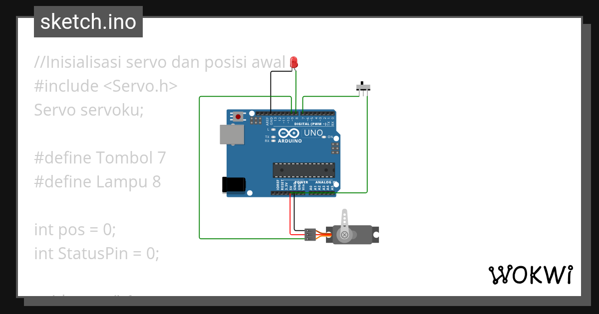 Servo dan Button - Wokwi ESP32, STM32, Arduino Simulator