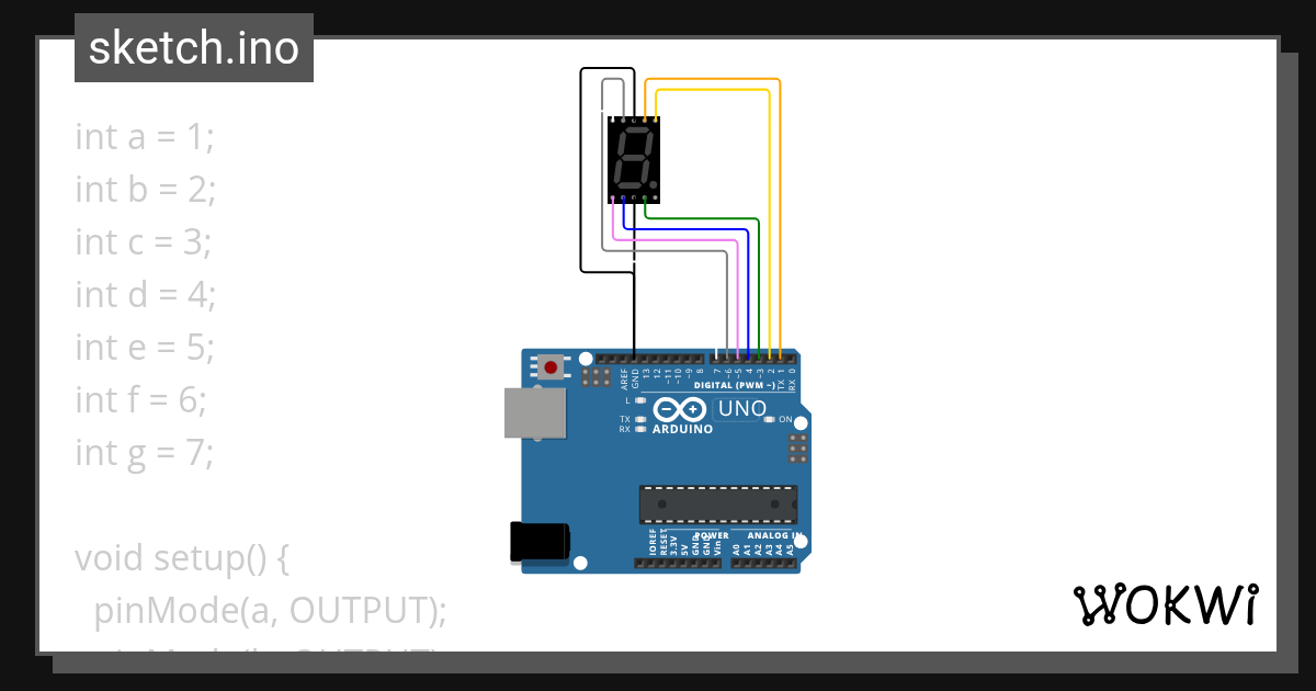 7Segment count up 0-9 adn - Wokwi ESP32, STM32, Arduino Simulator