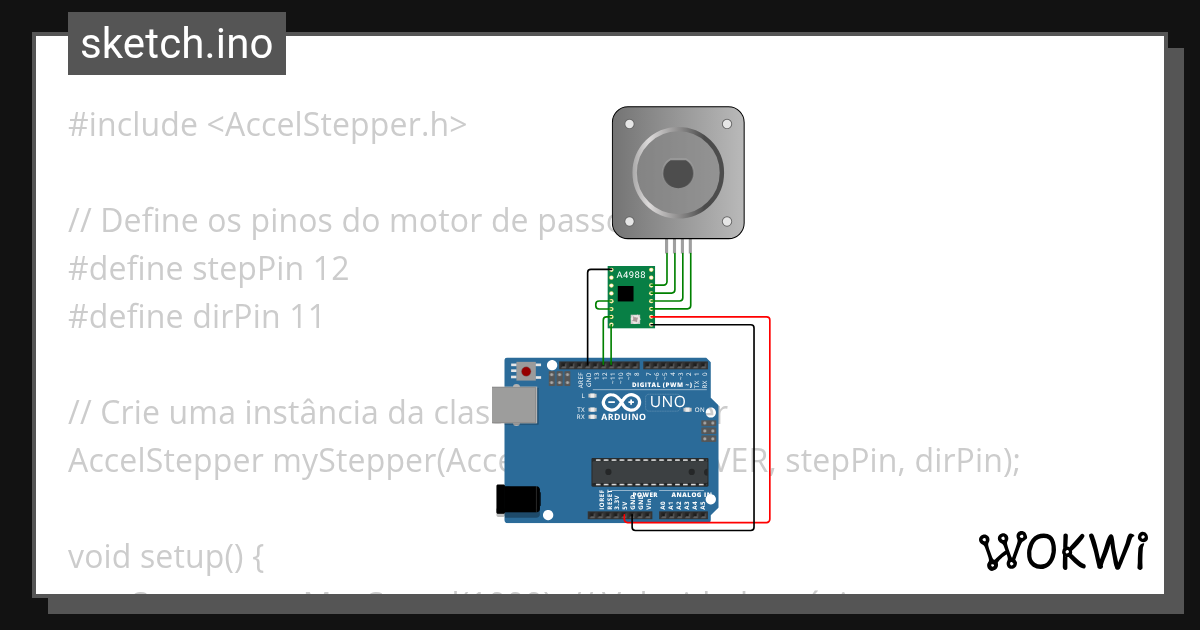 Motor De Passo Wokwi Esp32 Stm32 Arduino Simulator 