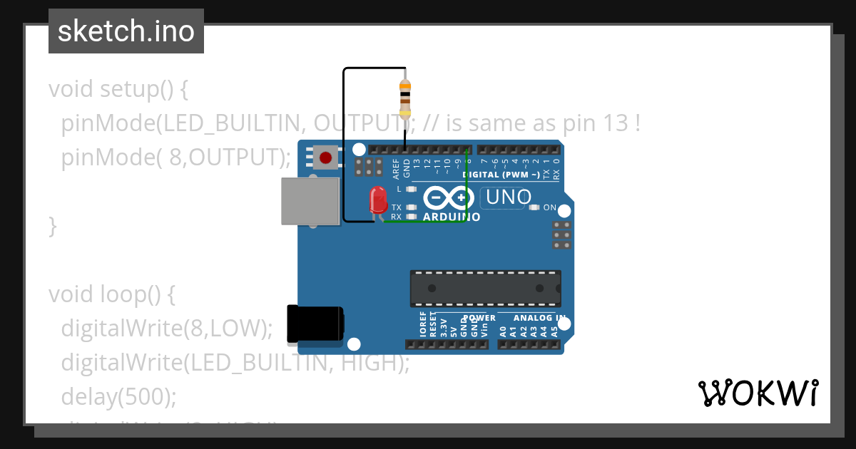 Led Builtin External Blink 001 Wokwi Esp32 Stm32 Arduino Simulator