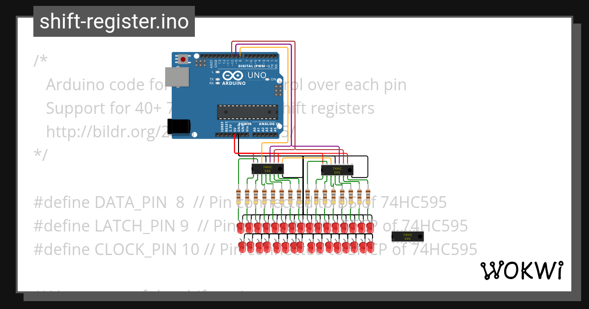 8X16 LED MATRIX - Wokwi ESP32, STM32, Arduino Simulator