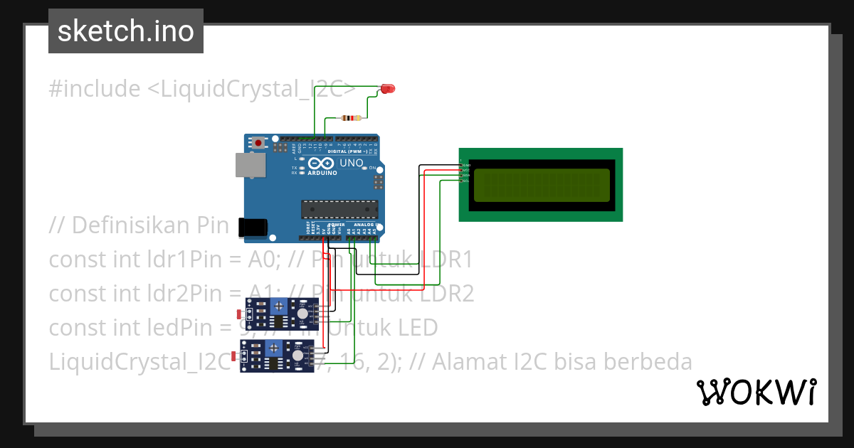 Sensor LDR/LCD - Wokwi ESP32, STM32, Arduino Simulator