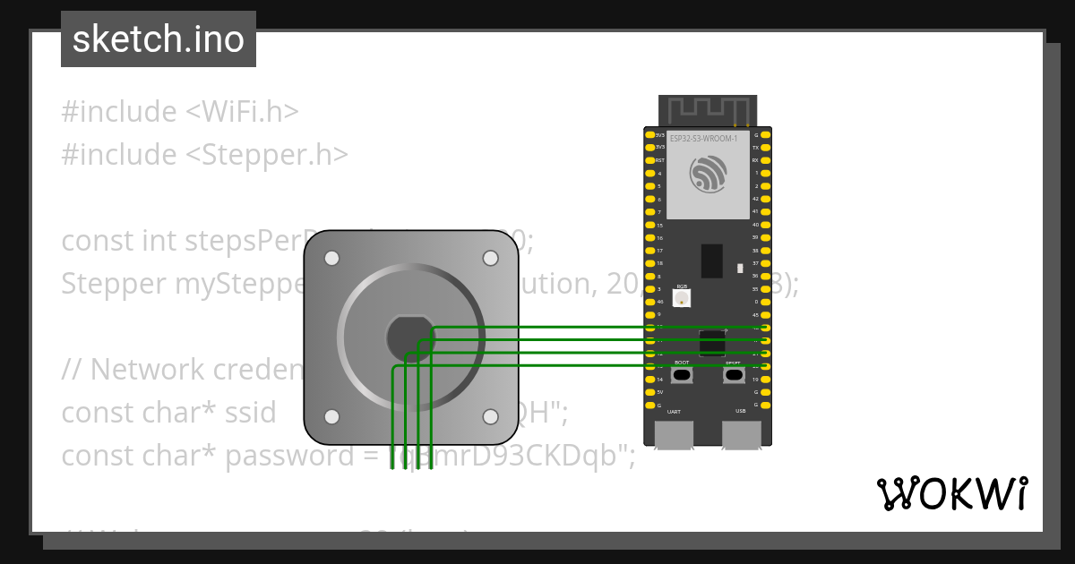 ESP32s3 with motor over network - Wokwi ESP32, STM32, Arduino Simulator