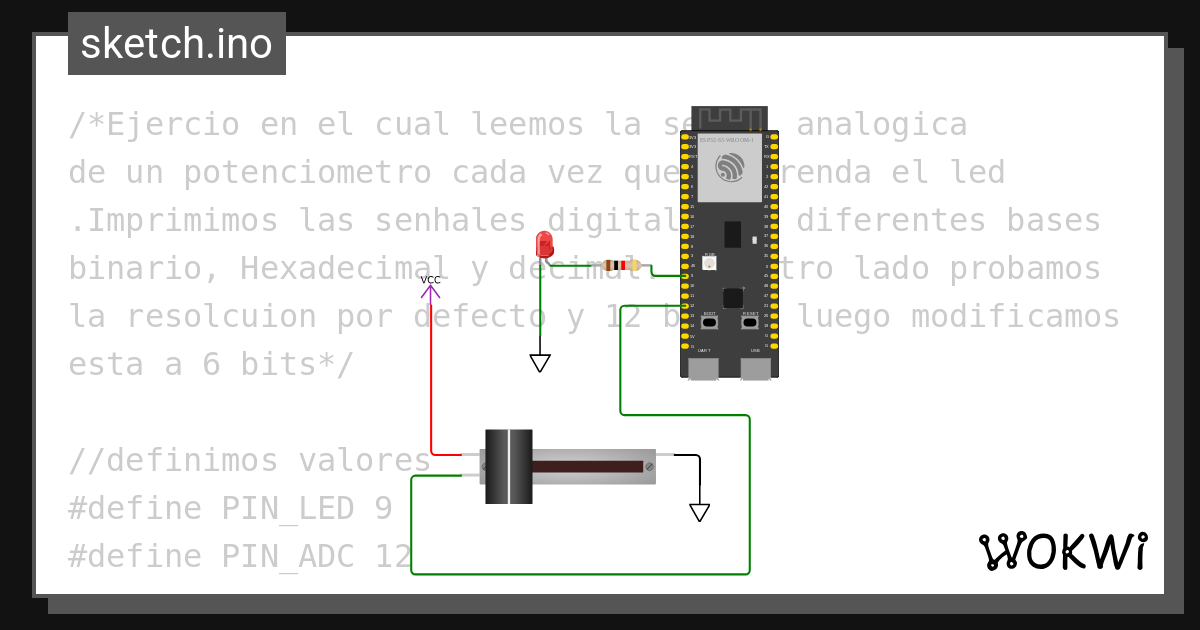 Analog To Digital Converter Potenciometro Wokwi Esp32 Stm32 Arduino Simulator 1863