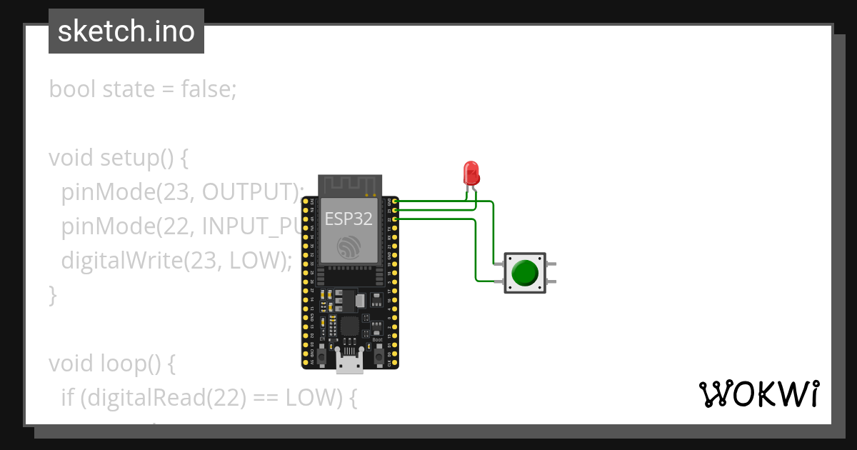 LED_BUTTON - Wokwi ESP32, STM32, Arduino Simulator
