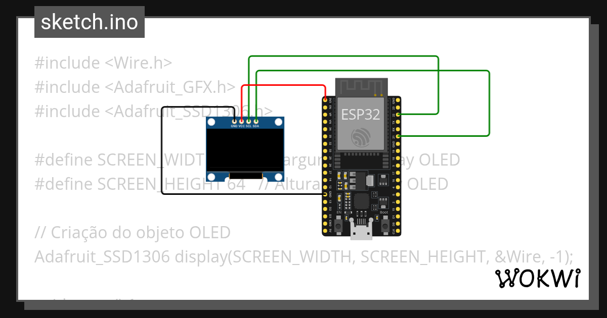 Teste_OLED - Wokwi ESP32, STM32, Arduino Simulator