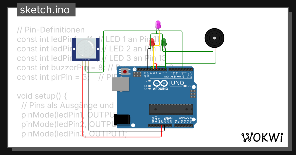 Test mit Arduino uno - Wokwi ESP32, STM32, Arduino Simulator