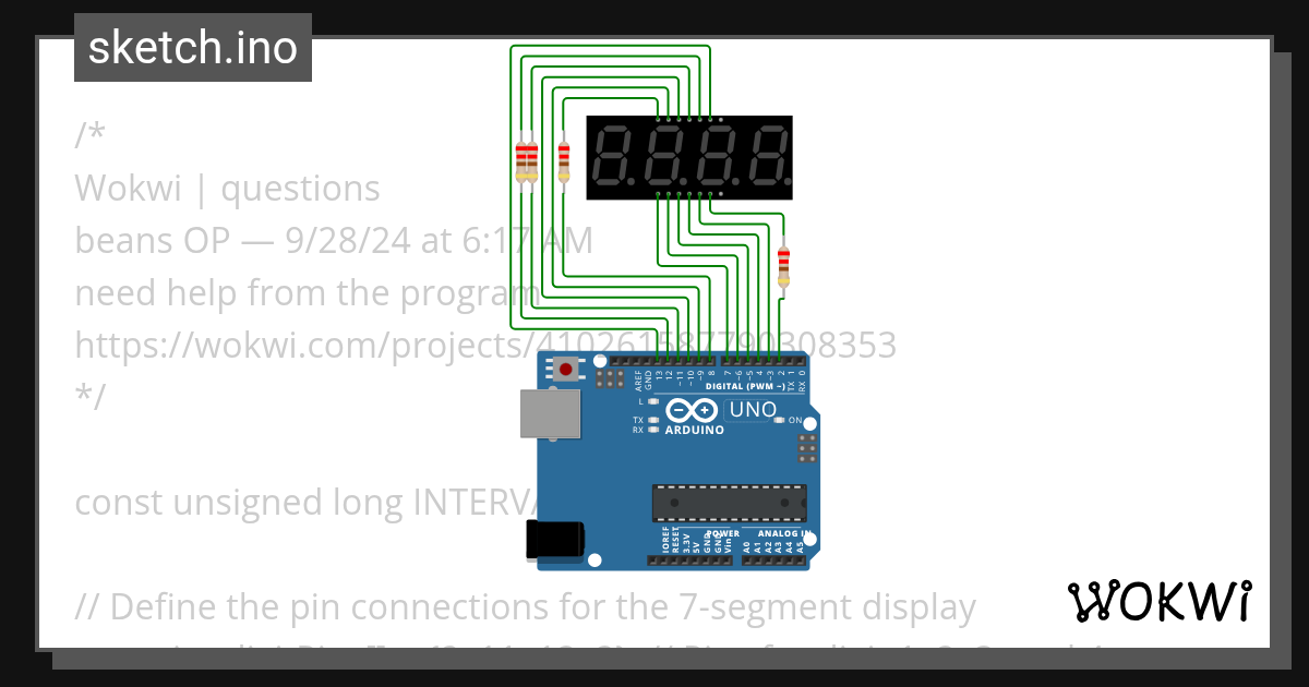 Beans_7Seg_Countdown - Wokwi ESP32, STM32, Arduino Simulator