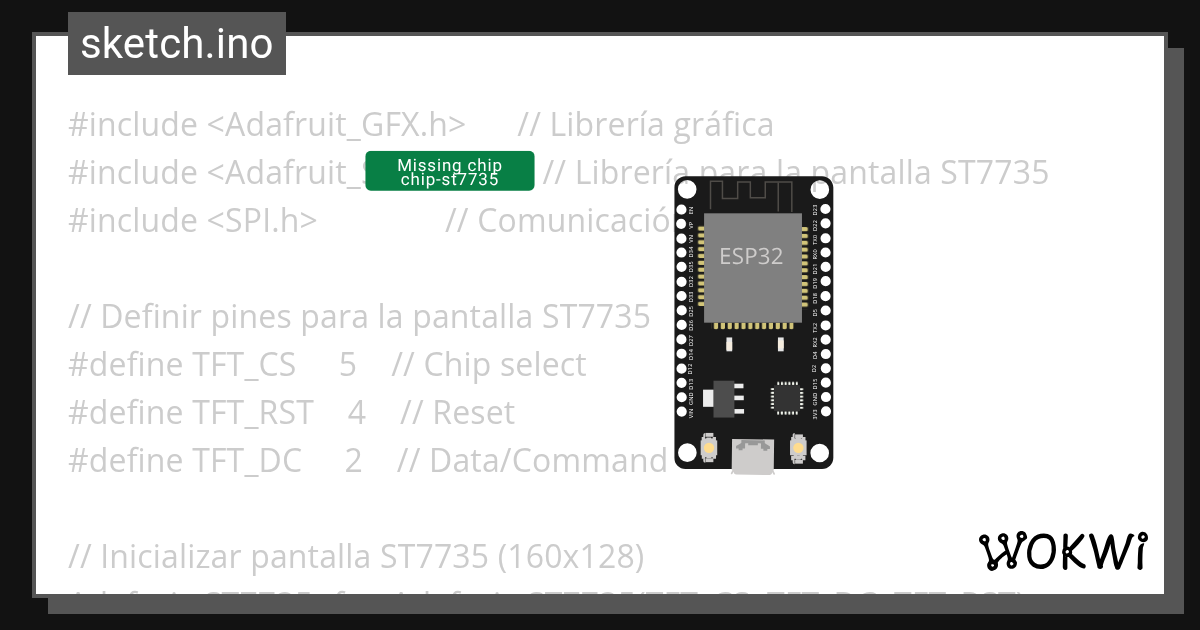 ST7735S - Wokwi ESP32, STM32, Arduino Simulator