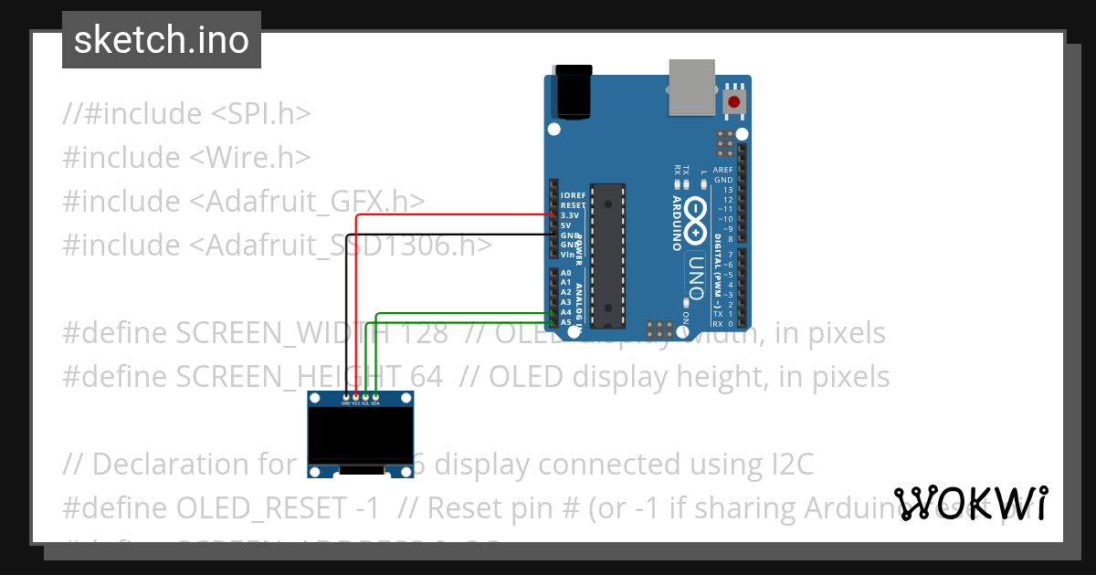 SSD1306 Simples - Wokwi ESP32, STM32, Arduino Simulator