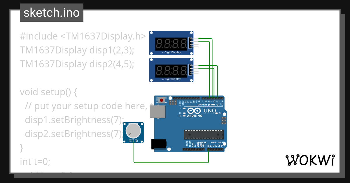 Tm1637예제3 Wokwi Esp32 Stm32 Arduino Simulator 9612