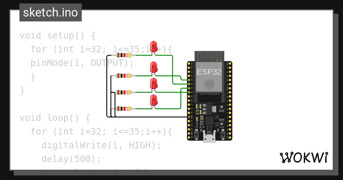 Led4 Wokwi Esp32 Stm32 Arduino Simulator 