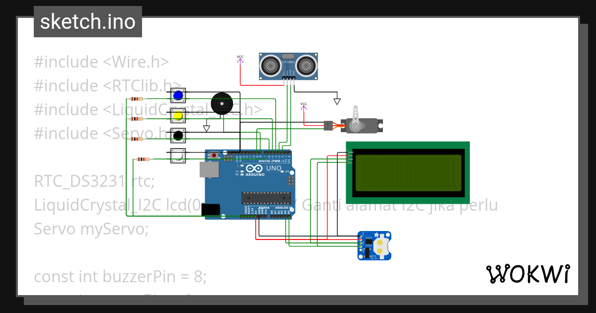 Kontrol Servo Otomati menggunakan RTC - Wokwi ESP32, STM32, Arduino Simulator
