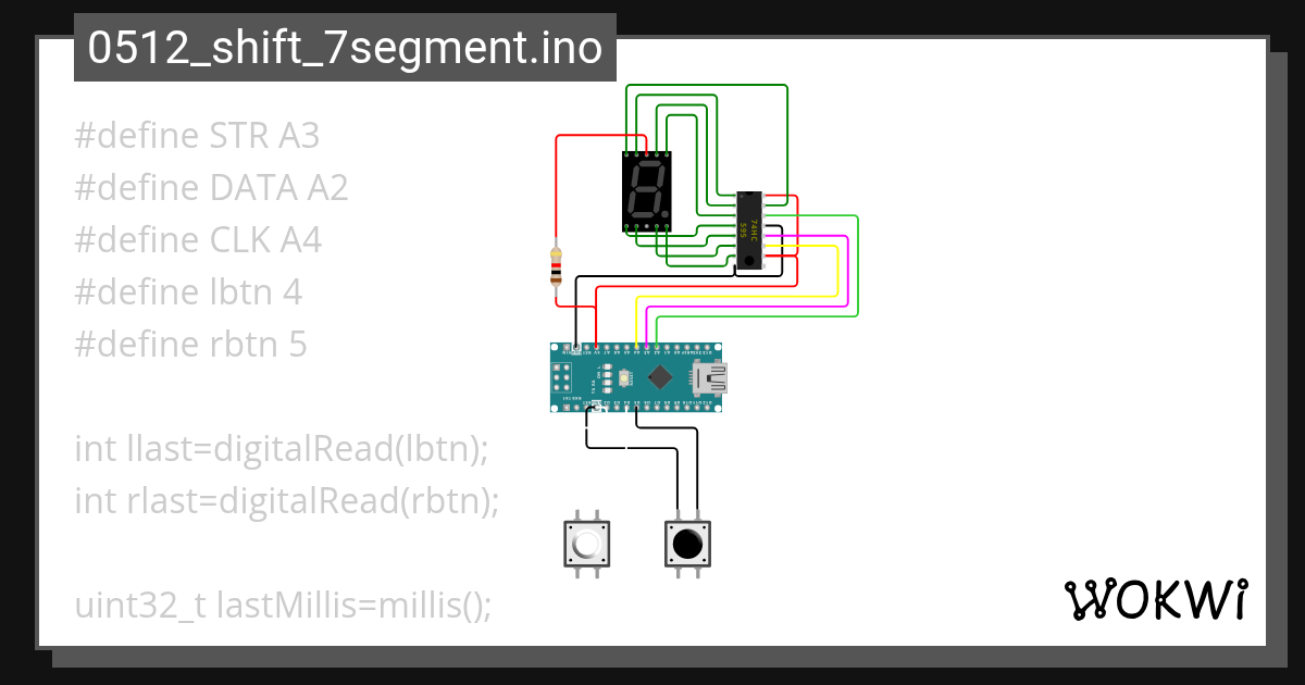 Vjezba - 4 (03 Shift-Registar) - Wokwi ESP32, STM32, Arduino Simulator