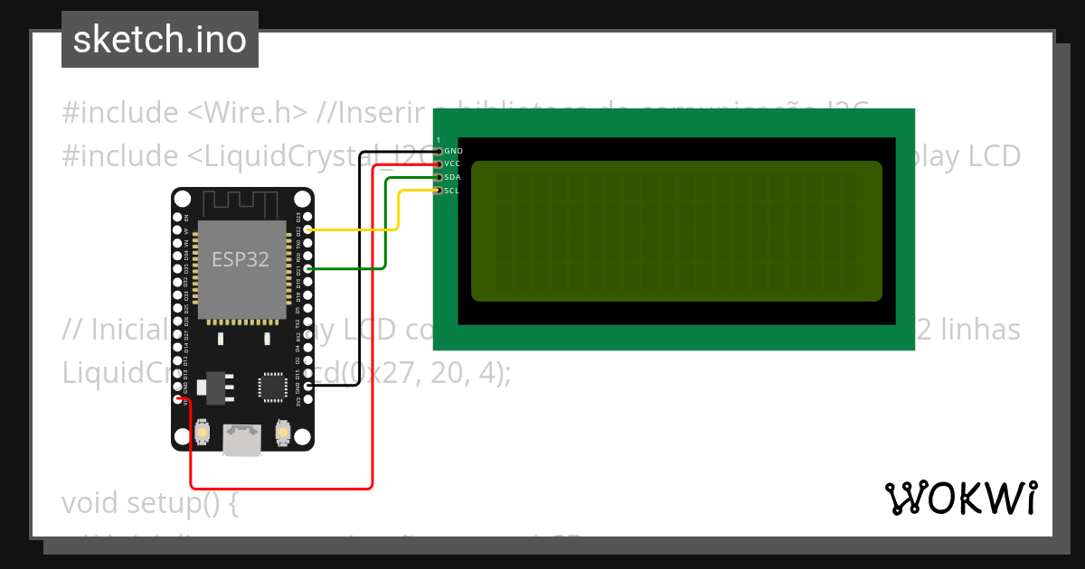 Criação menu LCD - Wokwi ESP32, STM32, Arduino Simulator