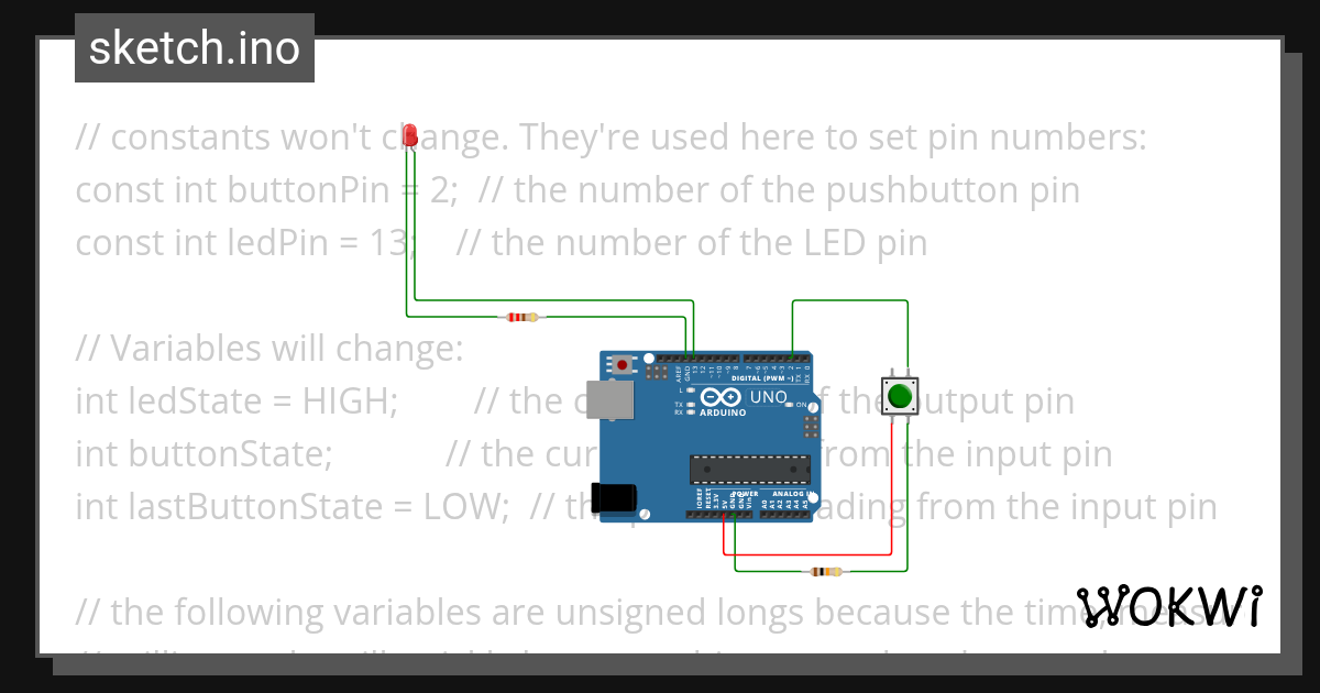 debounce button press - Wokwi ESP32, STM32, Arduino Simulator