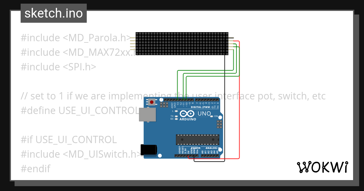 tulisan berjalan - Wokwi ESP32, STM32, Arduino Simulator