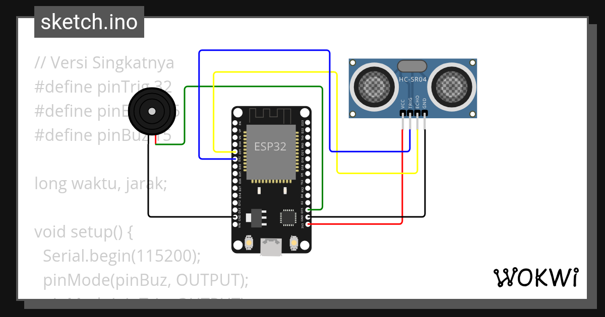 Ultrasonik - Wokwi ESP32, STM32, Arduino Simulator