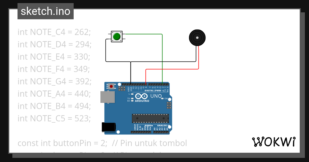Projek Melodi Sekar Arin - Wokwi ESP32, STM32, Arduino Simulator