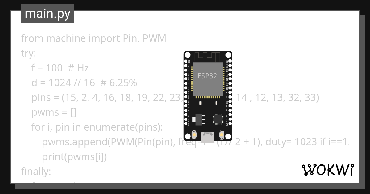 pwm test - Wokwi ESP32, STM32, Arduino Simulator
