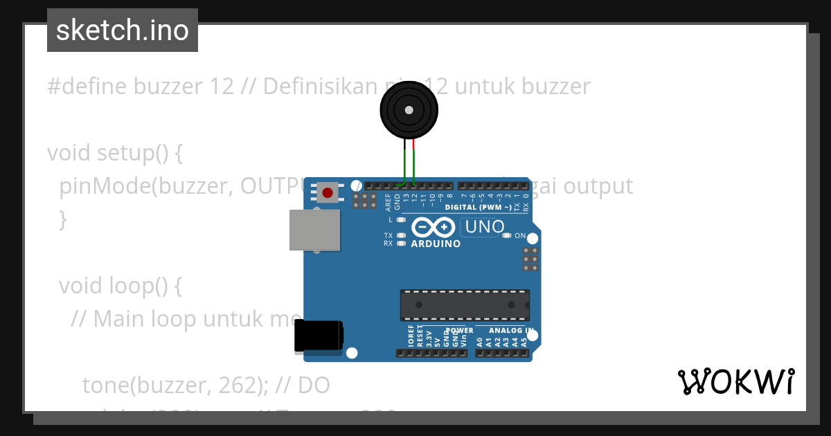 Buzzer doremi - Wokwi ESP32, STM32, Arduino Simulator