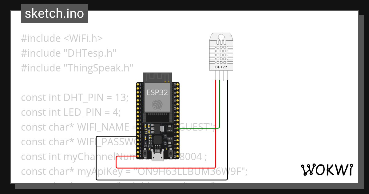 DHT weather monitoring - Wokwi ESP32, STM32, Arduino Simulator