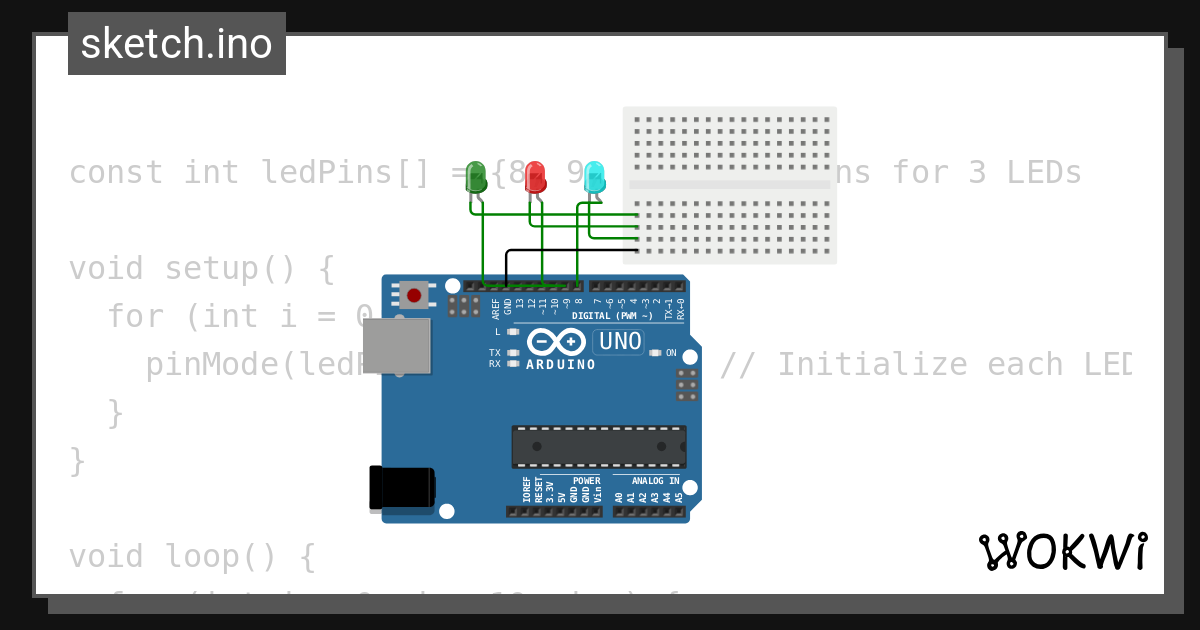 Multiple Led Blink Sequentially Wokwi Esp32 Stm32 Arduino Simulator 6088
