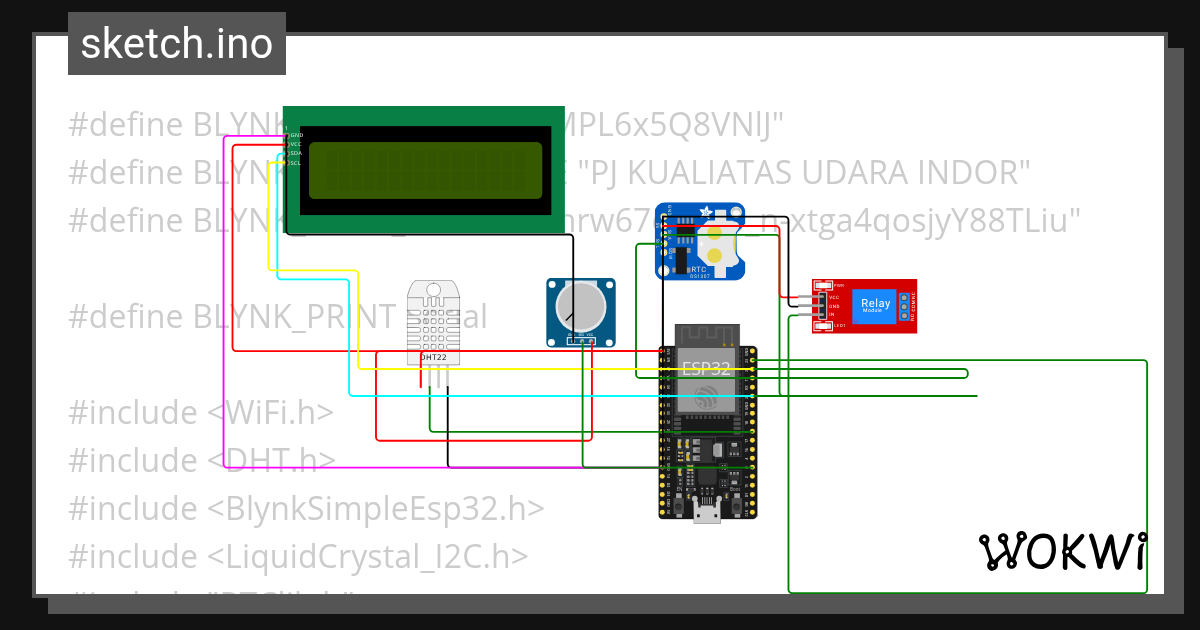 PJ KUALIATAS UDARA INDOOR - Wokwi ESP32, STM32, Arduino Simulator
