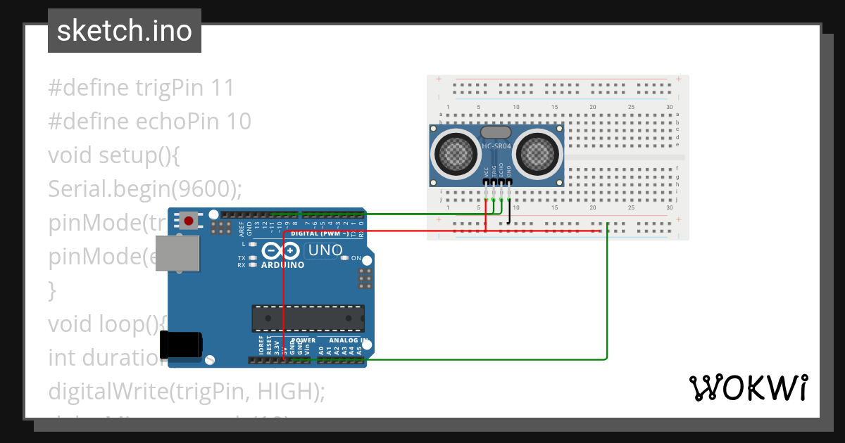 sensor ultrasonik - Wokwi ESP32, STM32, Arduino Simulator