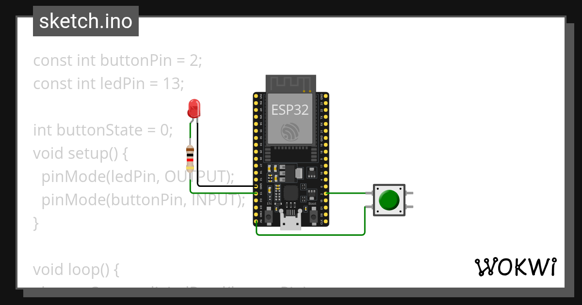 Led Button Active Low Wokwi Esp32 Stm32 Arduino Simulator