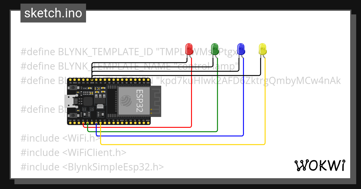 Project25-1 LED BLYNK - Wokwi ESP32, STM32, Arduino Simulator