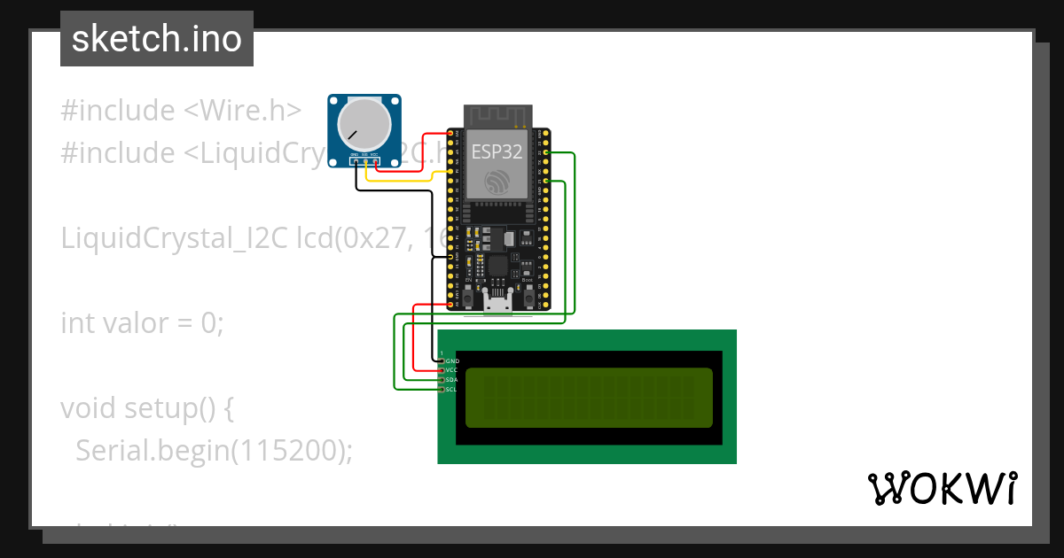 Lendo e mostrando valor do ADC no Display 16x2 - ESP32 - Wokwi ESP32 ... Lendo e mostrando valor do ADC no Display 16x2 - ESP32 - Wokwi ESP32 ...