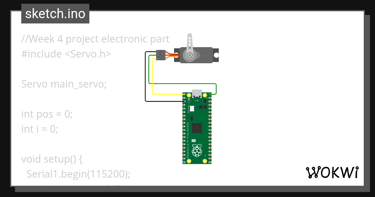 Servo motor control with pico - Wokwi ESP32, STM32, Arduino Simulator
