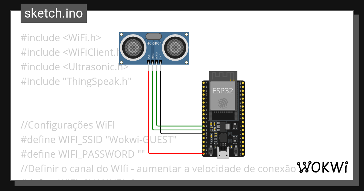Medidor de Distância - Wokwi ESP32, STM32, Arduino Simulator