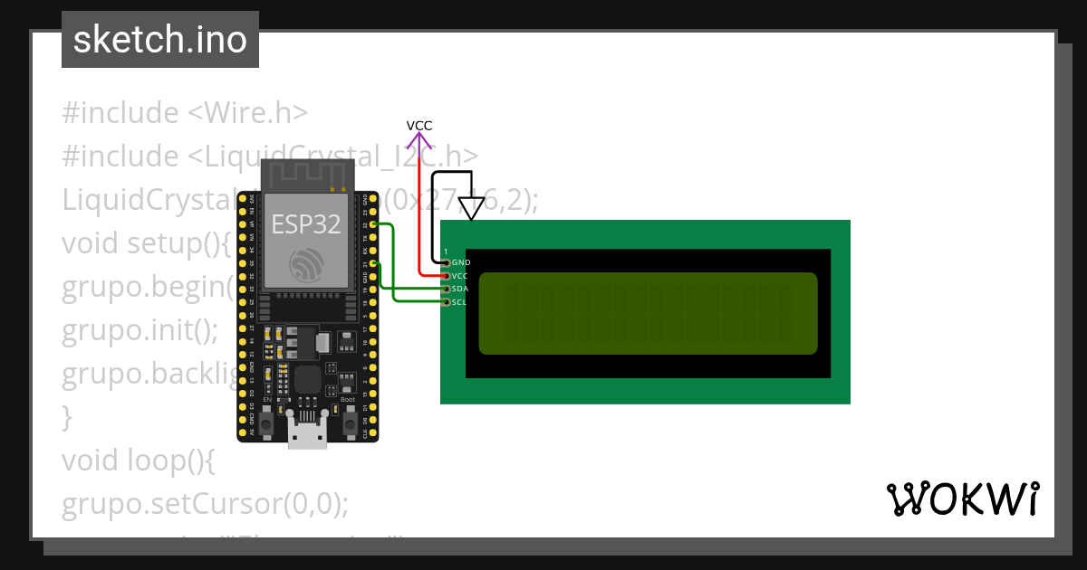 LCD I2C ESP32 - Wokwi ESP32, STM32, Arduino Simulator