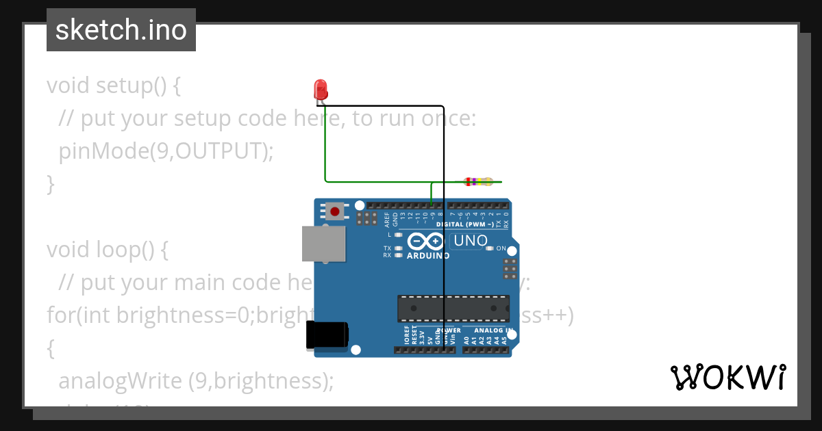 Fade in and fade out Copy (2) - Wokwi ESP32, STM32, Arduino Simulator