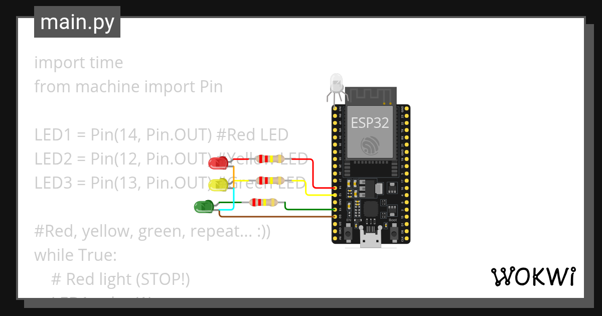 Traffic Light Wokwi Esp32 Stm32 Arduino Simulator 8014