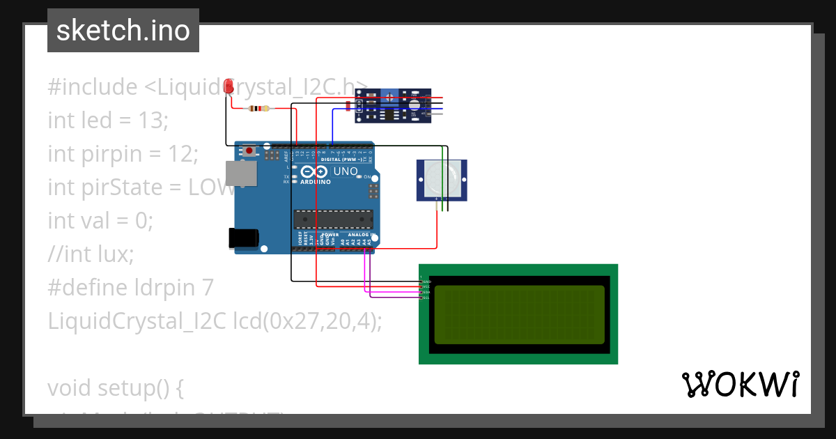 PIR + LDR - Wokwi ESP32, STM32, Arduino Simulator